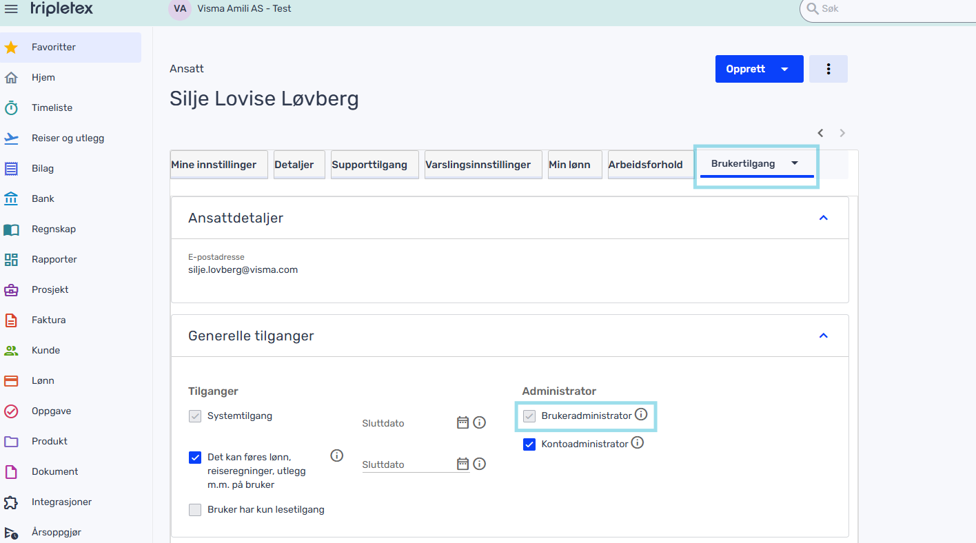 Brukerveiledning Tripletex